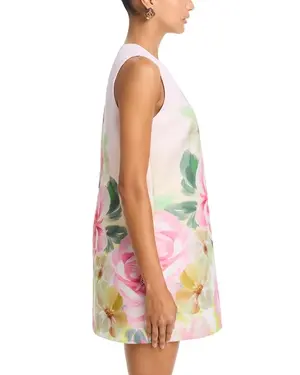 Aqua Floral Shift Mini Dress