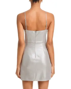 Aqua Metallic Draped Mini Dress