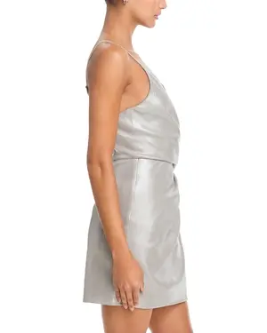 Aqua Metallic Draped Mini Dress
