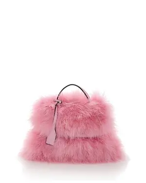 Moschino Tie Me Small Feather Top Handle Bag