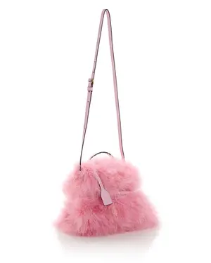 Moschino Tie Me Small Feather Top Handle Bag