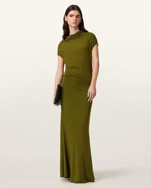 ALLSAINTS Selena Bodycon Maxi Dress Green