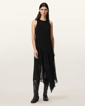 ALLSAINTS Cyra Asymmetric Maxi Dress