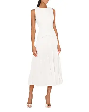 Women's Ribbed Bodice Midi Dresses