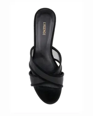 L'Agence Padua Mesh And Suede Slides - Black Mesh