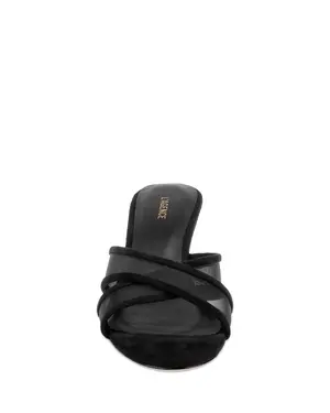 L'Agence Padua Mesh And Suede Slides - Black Mesh