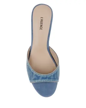 L'Agence Arleen Metallic Heel Sandals - Light Denim