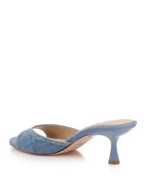 L'Agence Arleen Metallic Heel Sandals - Light Denim