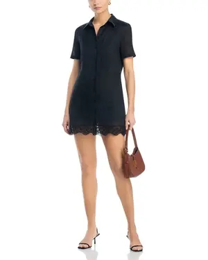 FRAME Embroidered Seaside Shirt Dress