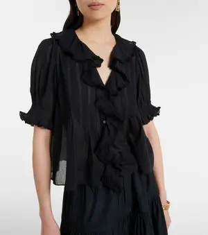DÔEN Cotton Voile Henri Top - Black