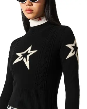 Perfect Moment Cable Underwear Merino Wool Sweater - Black
