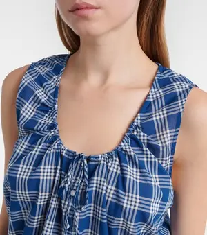 DÔEN Checked Cotton Top - Blue