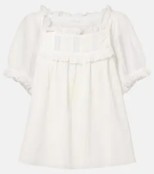 DÔEN Dôen Frances Lace-Trimmed Cotton-Blend Top White