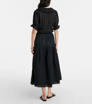 DÔEN Sebastiane Cotton Poplin Midi Skirt - Black