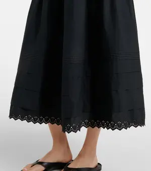 DÔEN Sebastiane Cotton Poplin Midi Skirt - Black