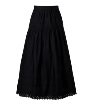 DÔEN Sebastiane Cotton Poplin Midi Skirt - Black