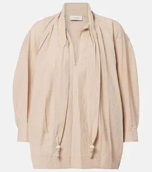 LEMAIRE Tie-neck Cotton Crêpe Blouse - Beige