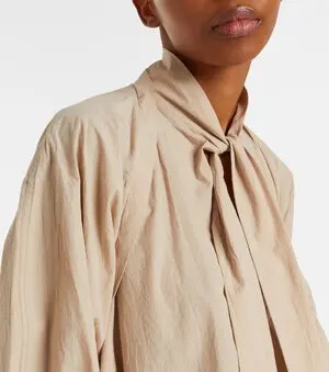 LEMAIRE Tie-neck Cotton Crêpe Blouse - Beige