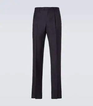 Rubinacci Virgin Wool Straight Pants - Blue