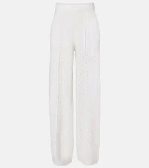 Jardin Des Orangers Open-knit Wool And Cashmere Wide-leg Pants - White