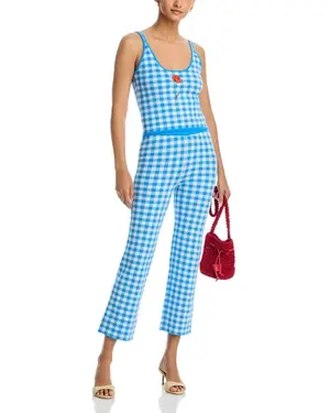 Aqua Printed Ankle Length Pants - Blue