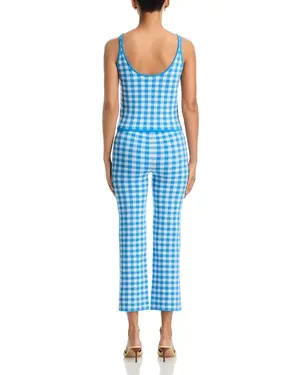 Aqua Printed Ankle Length Pants - Blue