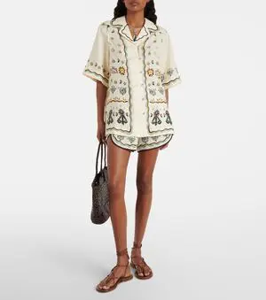 ALEMAIS Sun Dancer Printed Linen Shorts