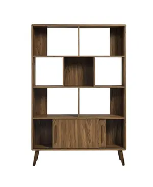 MODWAY Transmit 45" Bookcase With Sliding Doors - Walnut