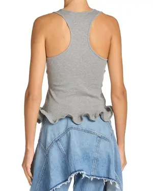 Stella McCartney Ribbed Frilled Hem Tank Top - Grey