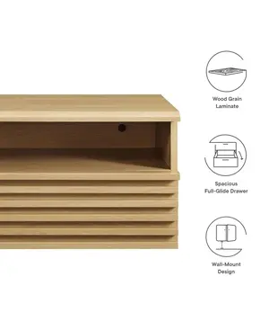 MODWAY Render Wall-mount Nightstand - Oak
