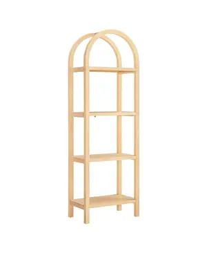 MODWAY Vexley 72 Inch Tall Narrow Arched Bookshelf - Natural
