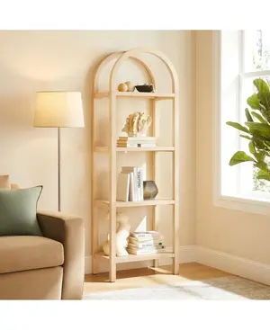 MODWAY Vexley 72 Inch Tall Narrow Arched Bookshelf