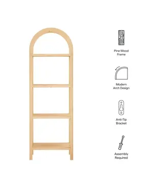 MODWAY Vexley 72 Inch Tall Narrow Arched Bookshelf