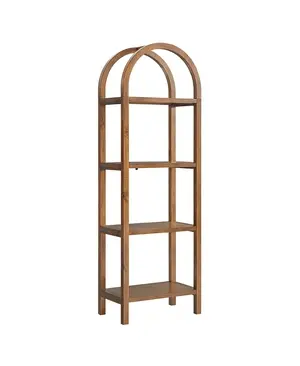 MODWAY Vexley 72 Inch Tall Narrow Arched Bookshelf - Walnut
