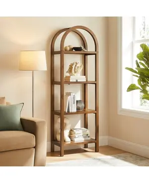 MODWAY Vexley 72 Inch Tall Narrow Arched Bookshelf