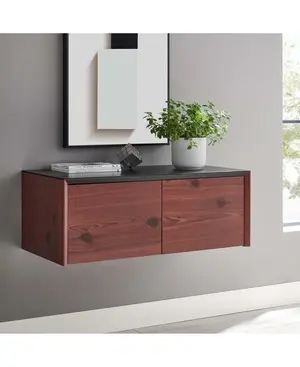 MODWAY Kinetic Wall-mount Office Storage Cabinet - Black Cherry