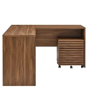 MODWAY Render Wood Desk And File Cabinet, Set Of 2