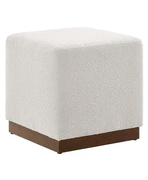MODWAY Tilden 17" Square Boucle Upholstered Ottoman - Cloud Walnut