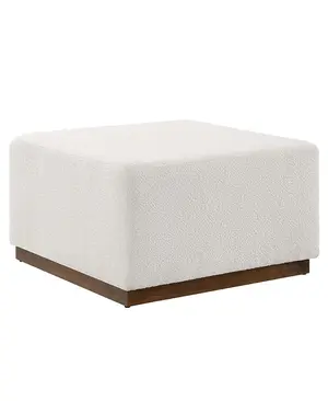 MODWAY Tilden Large 28" Square Boucle Upholstered Ottoman - Cloud Walnut