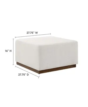 MODWAY Tilden Large 28" Square Boucle Upholstered Ottoman - Cloud Walnut