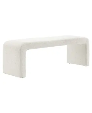 MODWAY Simba Boucle Fabric Waterfall Long Bench - Ivory