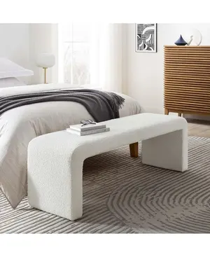 MODWAY Simba Boucle Fabric Waterfall Long Bench - Ivory