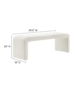 MODWAY Simba Boucle Fabric Waterfall Long Bench - Ivory