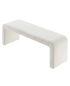 MODWAY Simba Boucle Fabric Waterfall Long Bench - Ivory