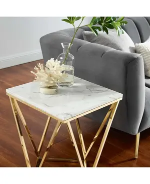 MODWAY Vertex Gold Metal Stainless Steel End Table