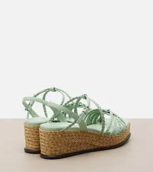 JIMMY CHOO Nyra Braided Leather Espadrille Wedges