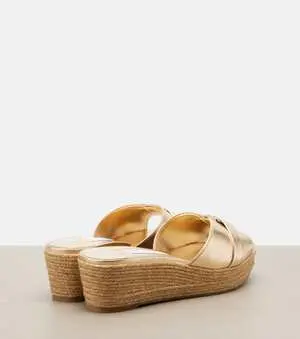 JIMMY CHOO Leda Espadrille Wedges - Gold