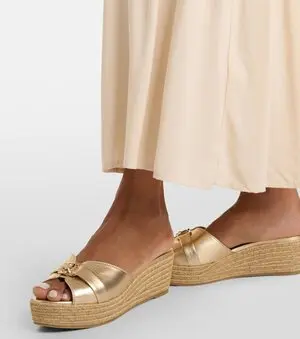 JIMMY CHOO Leda Espadrille Wedges - Gold