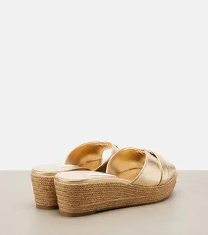 JIMMY CHOO Leda Espadrille Wedges - Gold