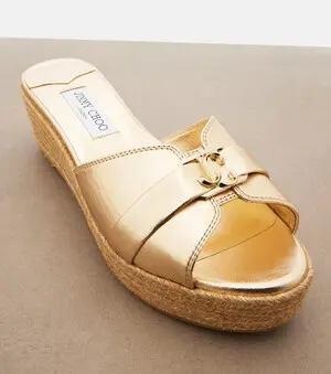 JIMMY CHOO Leda Espadrille Wedges - Gold